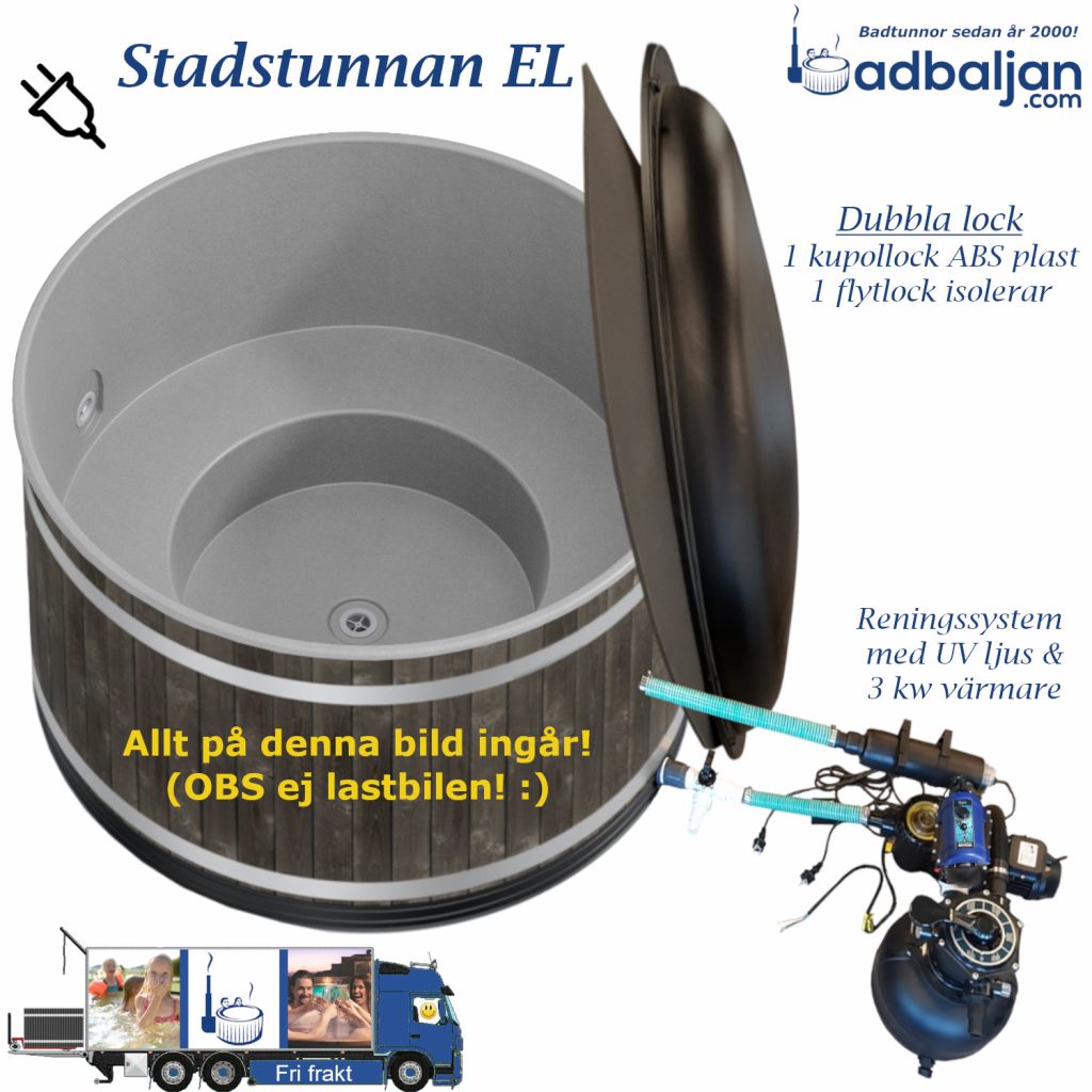 Eluppvärmd badtunna av plast